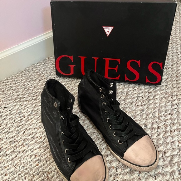 Guess | Shoes | Guess High Top Black Lace Up Tennis Shoe | Poshmark